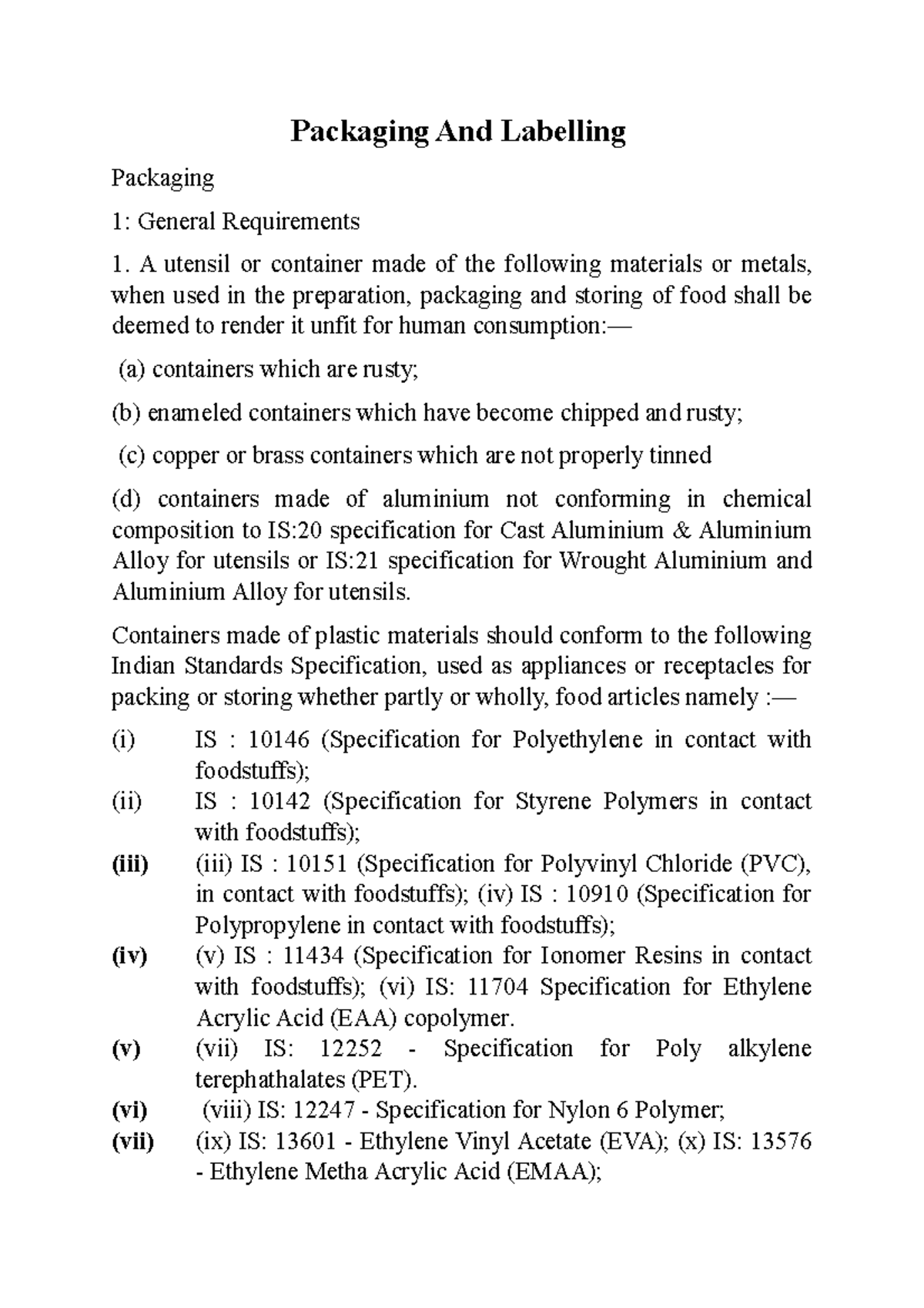 Packaging And Labelling - Packaging And Labelling Packaging 1: General ...