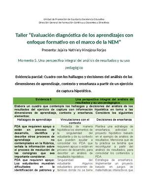 Momento 2. Lo que puedo aprender de la evaluación diagnóstica con ...