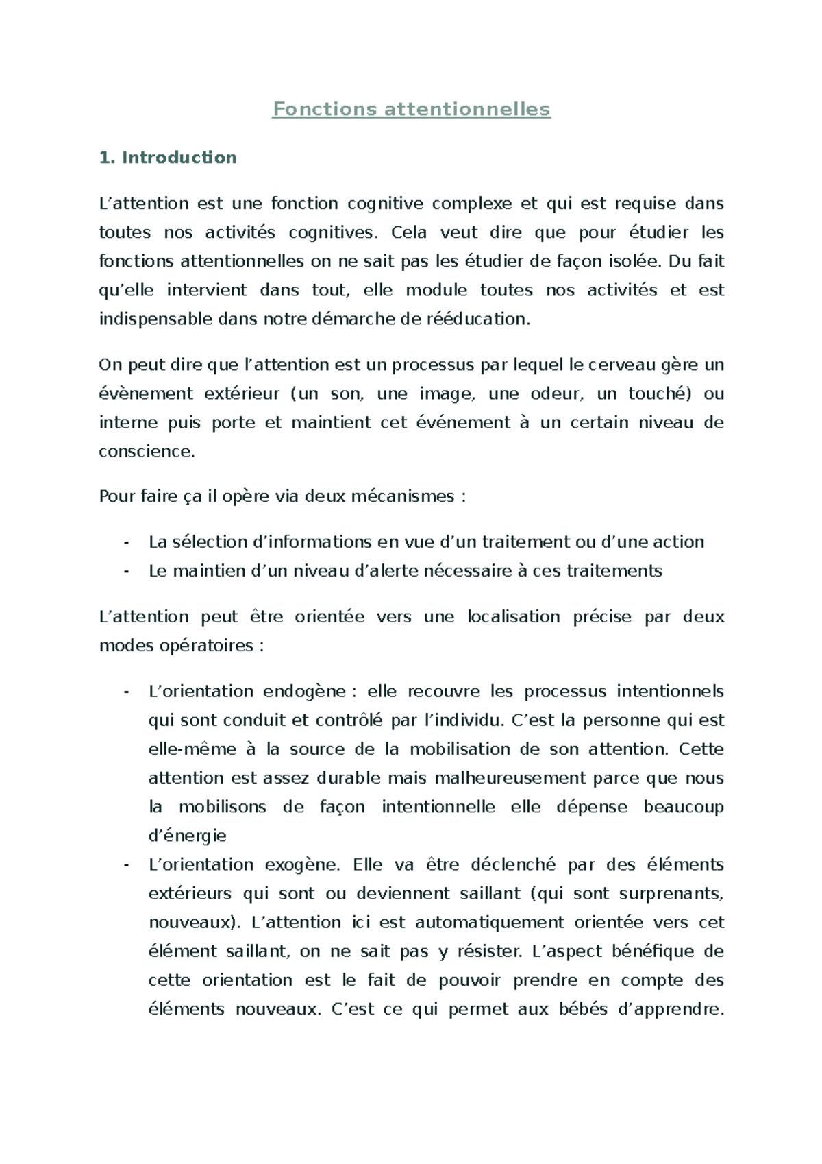 Fonctions attentionnelles - Fonctions attentionnelles Introduction L’attention est une fonction ...