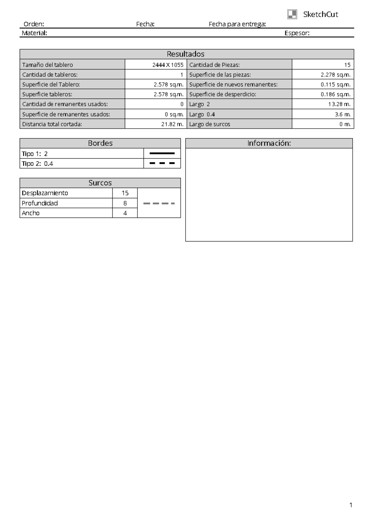Wengue 2 - Hehrjf jsjdu jsjdj - 1 SketchCut Orden: Fecha: Fecha para ...
