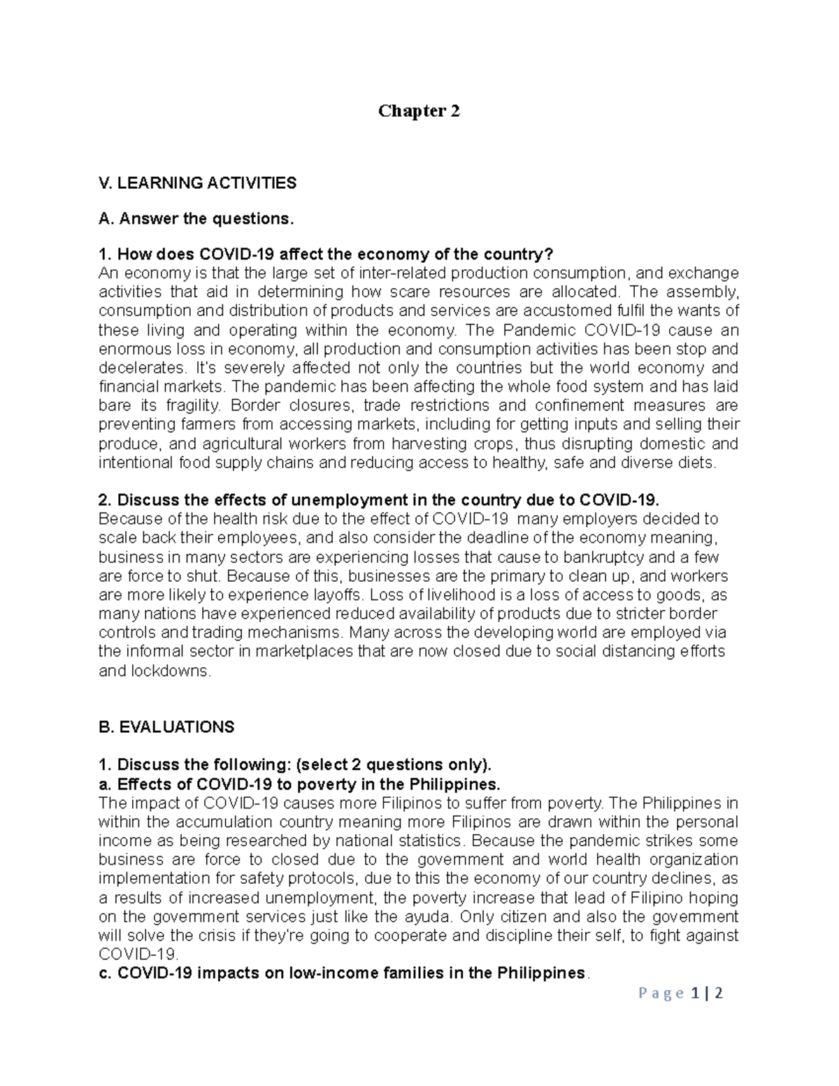 Topic in Public Administration 2 - Chapter 2 V. LEARNING ACTIVITIES A ...