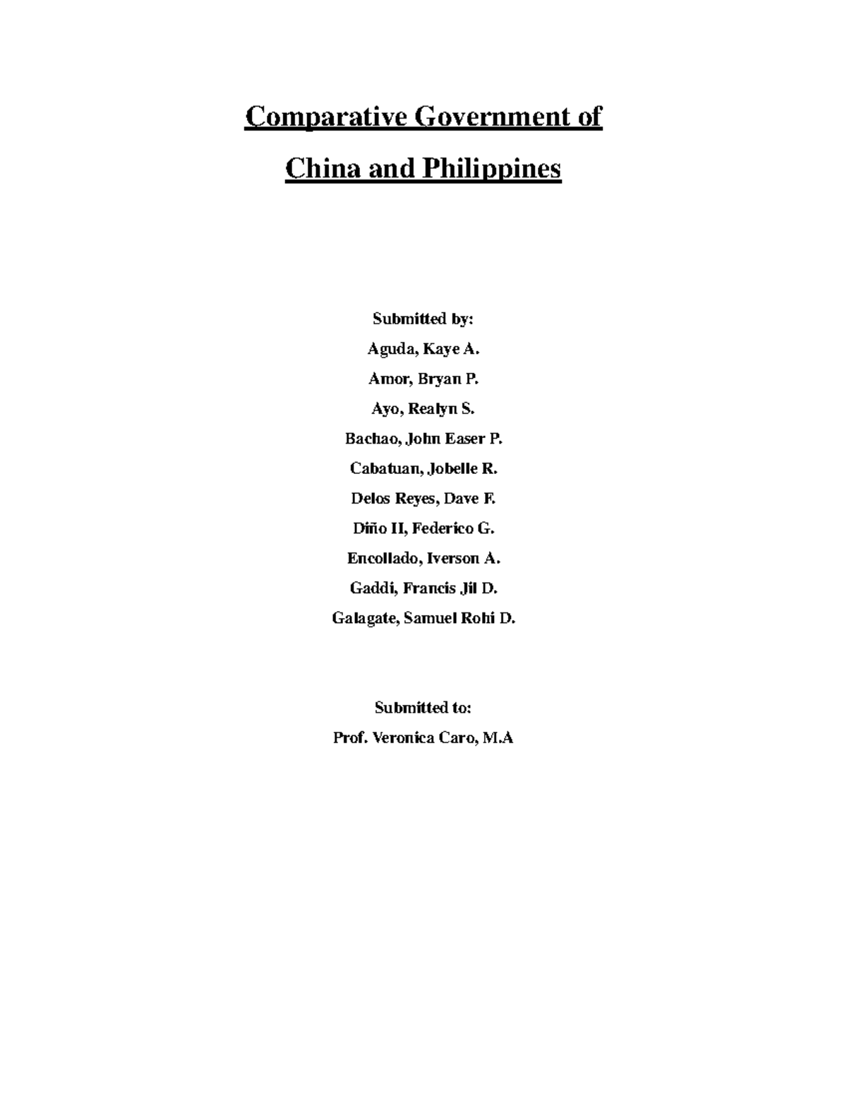 Group 3 China and Philippines Comparative Politics - Comparative ...
