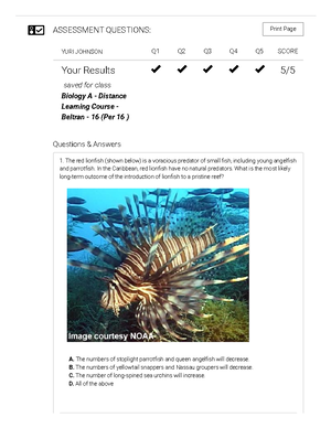 Coral Reefs 1 - Abiotic Factors Gizmo Explore Learning - ASSESSMENT ...