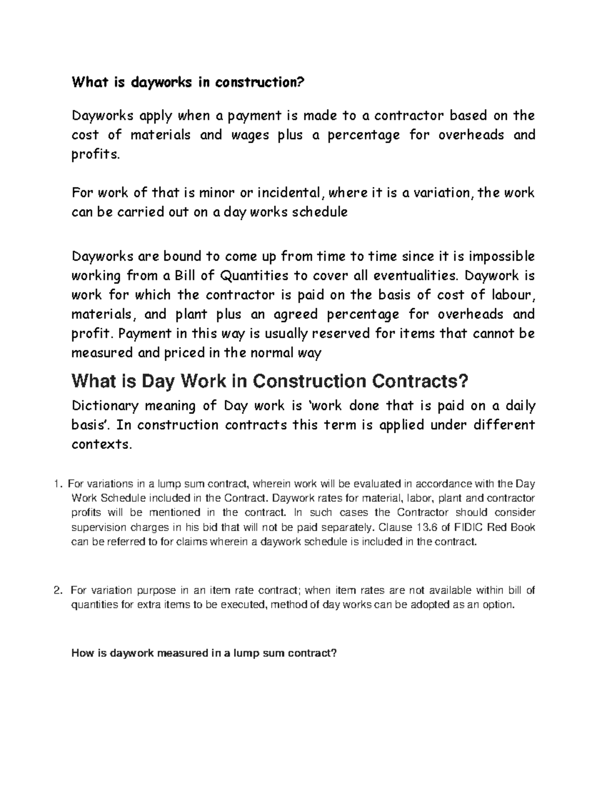 Scribd Documents - What is dayworks in construction? Dayworks apply ...