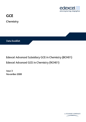 IAL Chemistry 2018 Data booklet Issue 1 March 2019 - Pearson Edexcel International Advanced ...