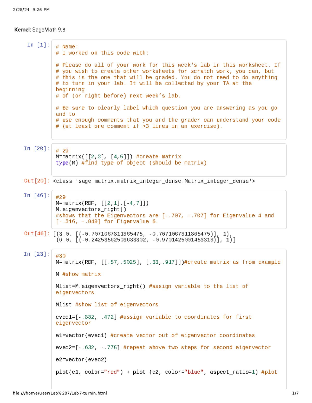 Lab7-turnin - Kernel: SageMath 9. In [ 1 ]: In [ 20 ]: