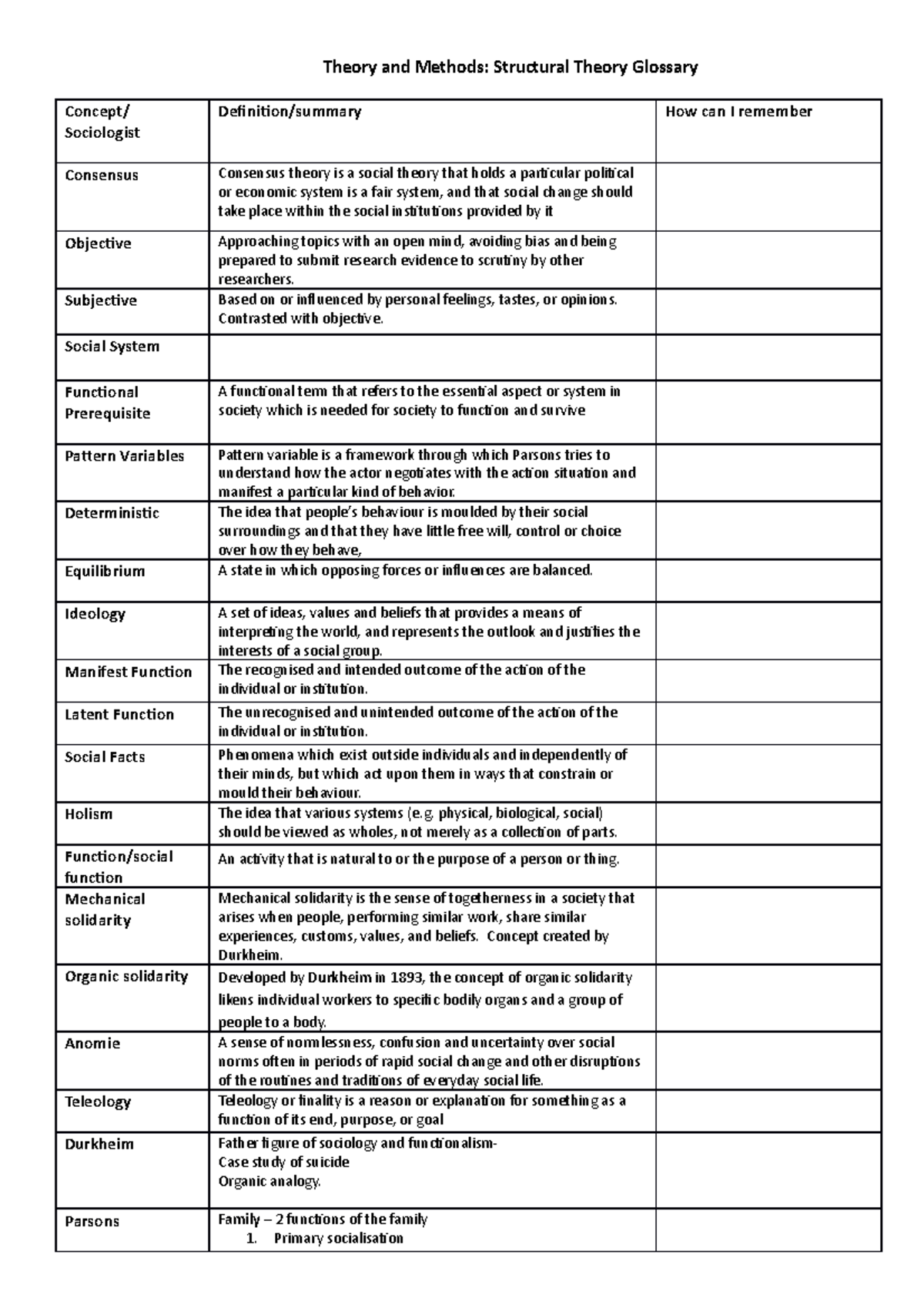 Strucutal Theory Key Concepts - Theory and Methods: Structural Theory ...