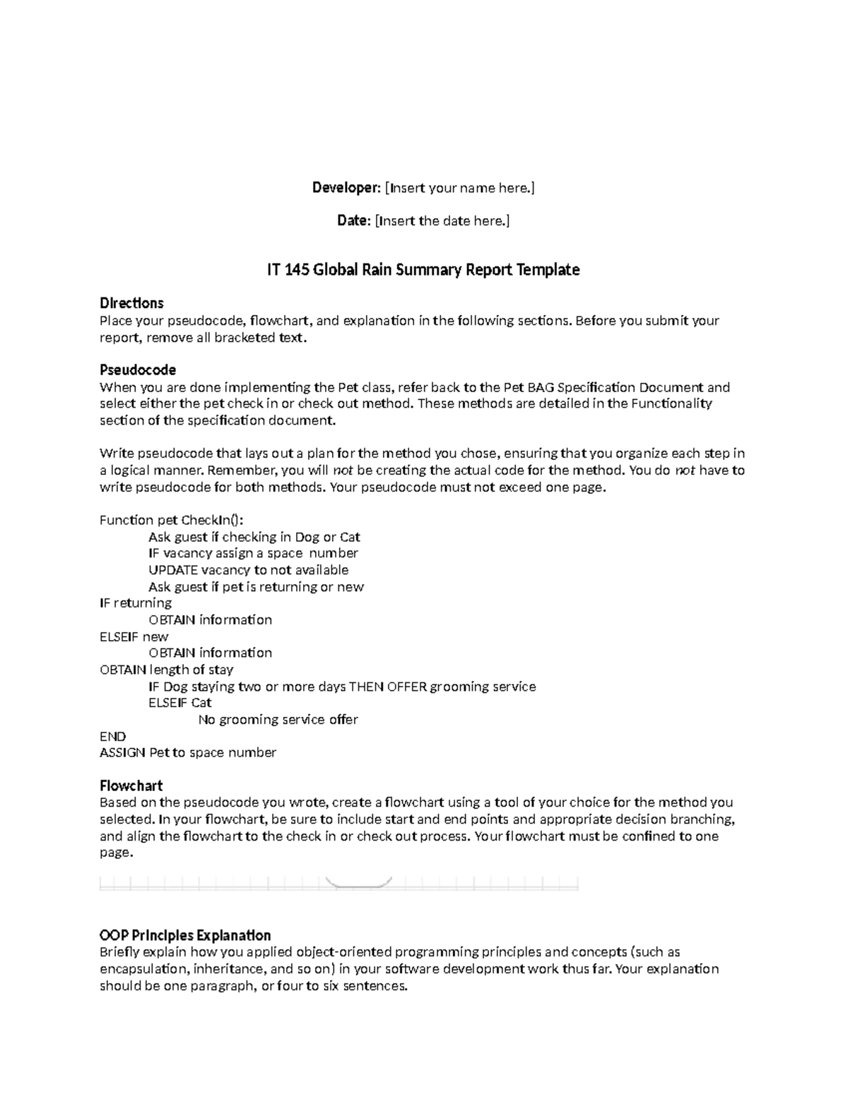 IT 145 Global Rain Summary - Developer: [Insert your name here.] Date: [Insert the date here ...