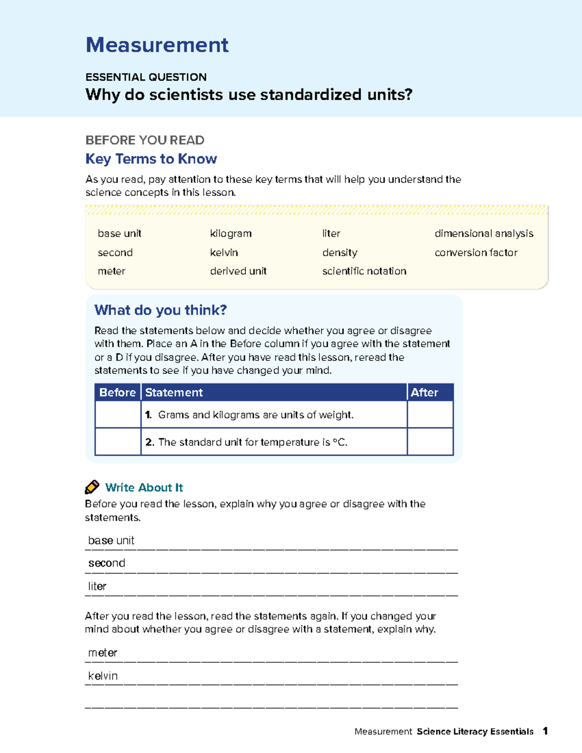 Practice PDF - biology - Measurement ESSENTIAL QUESTION Why do ...