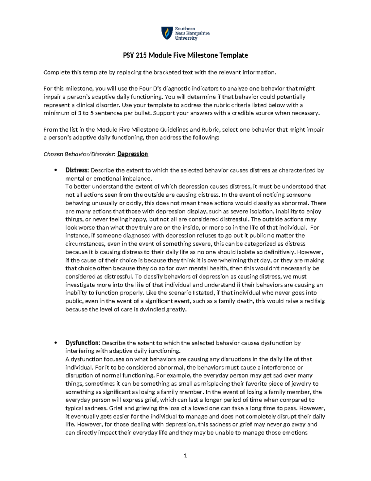 Module 5 Milestone - PSY 215 Module Five Milestone Template Complete ...