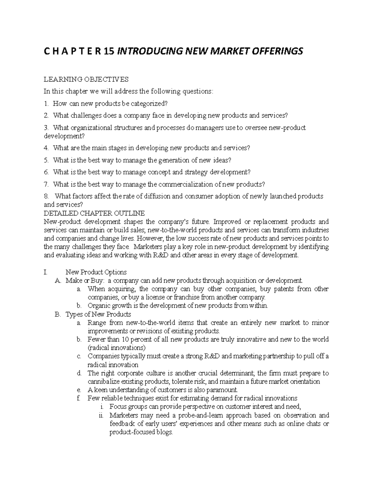 NEW Market Offerings - NOTES - C H A P T E R 15 INTRODUCING NEW MARKET ...