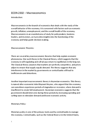 ECON 2302 Inflation - ECON 2302 Inflation Inflation is a sustained ...