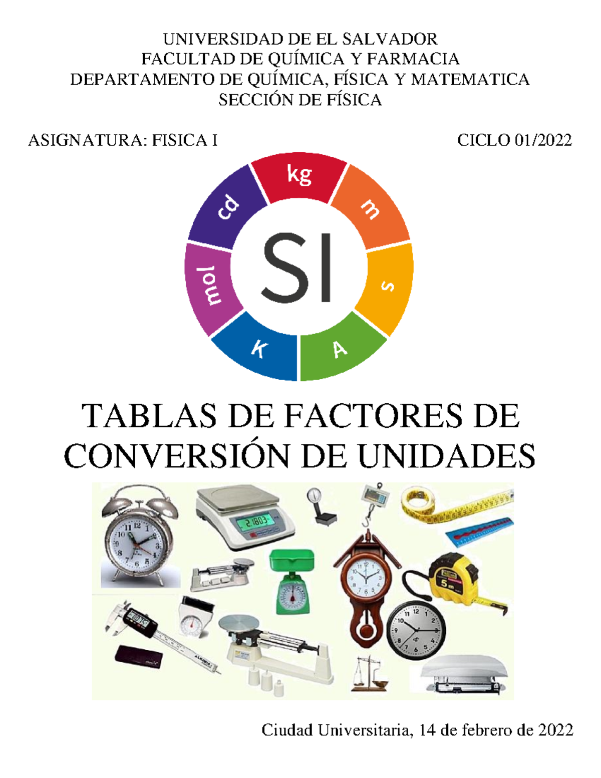 Tablas DE Factores DE Conversión - UNIVERSIDAD DE EL SALVADOR FACULTAD ...