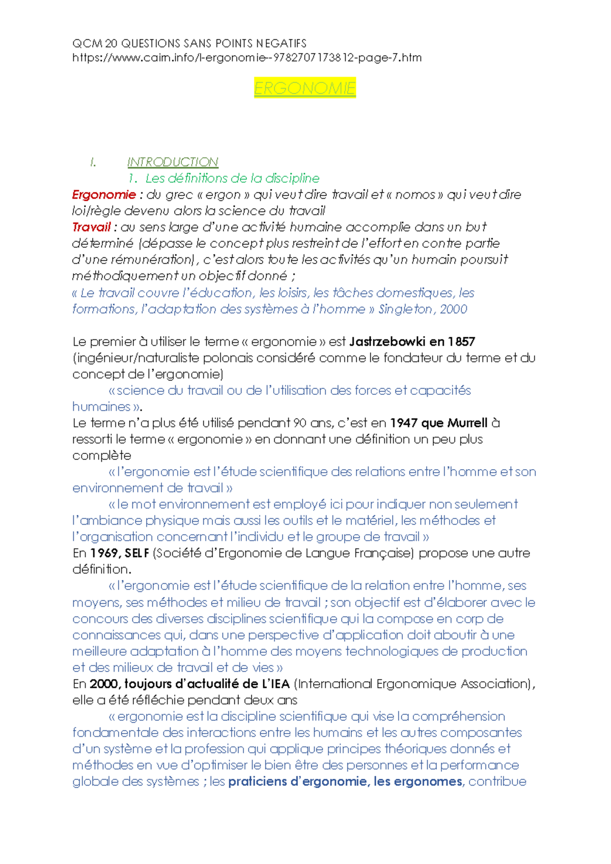 CM Ergonomie - notes de cours du CM - cairn/l-ergonomie- 9782707173812 ...