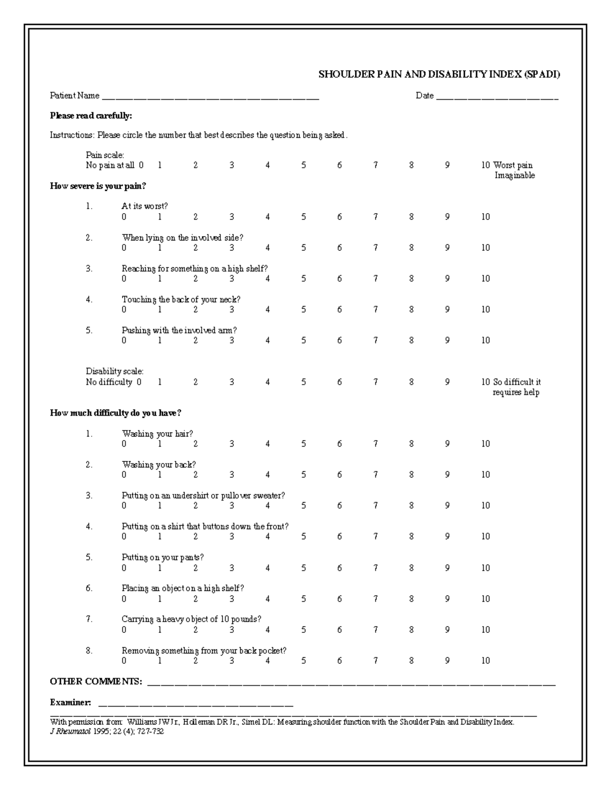 Form spadi - AAAAAAAAAAAAAAAA - SHOULDER PAIN AND DISABILITY INDEX ...