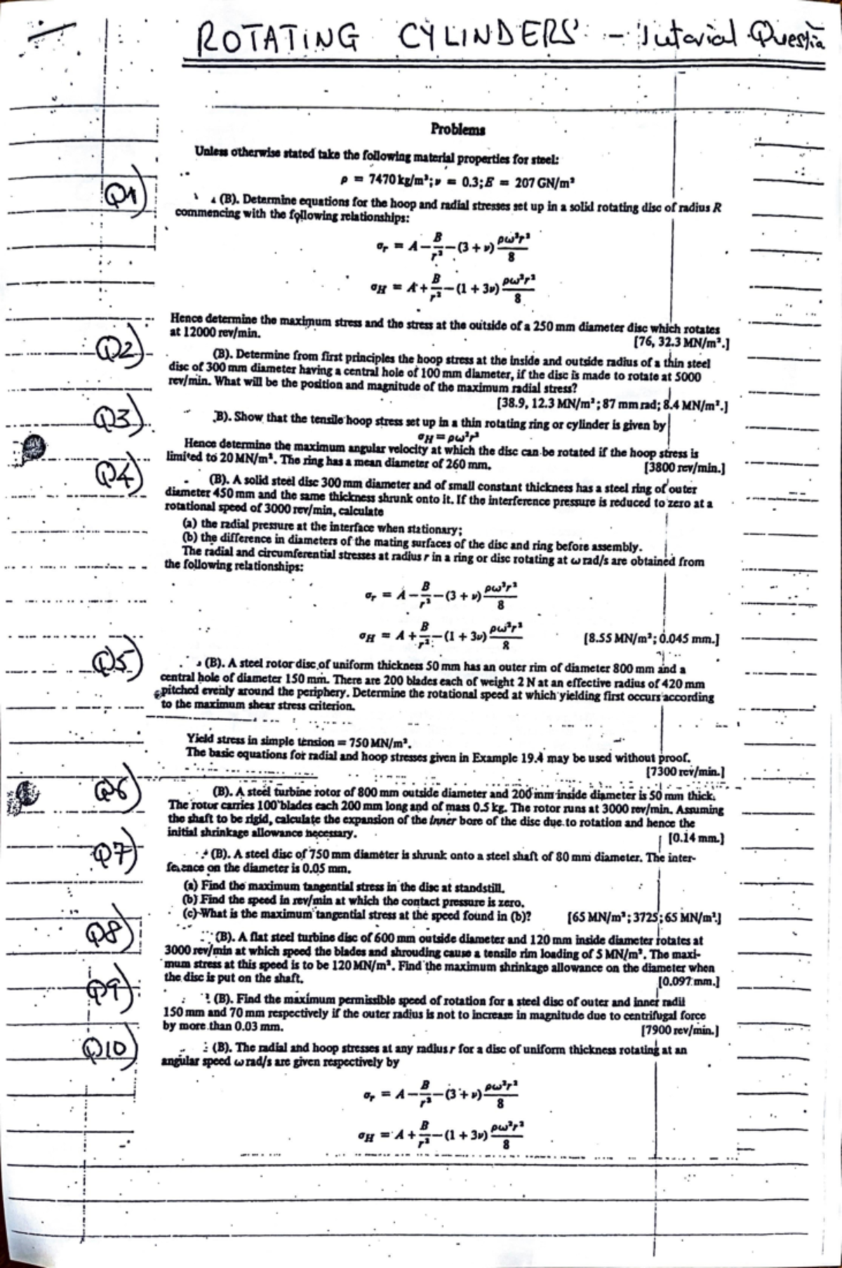Rotating Cylinders Tutorial questions - ,, ,r' • • fl_o\A1 ! .~G .. .·I ...