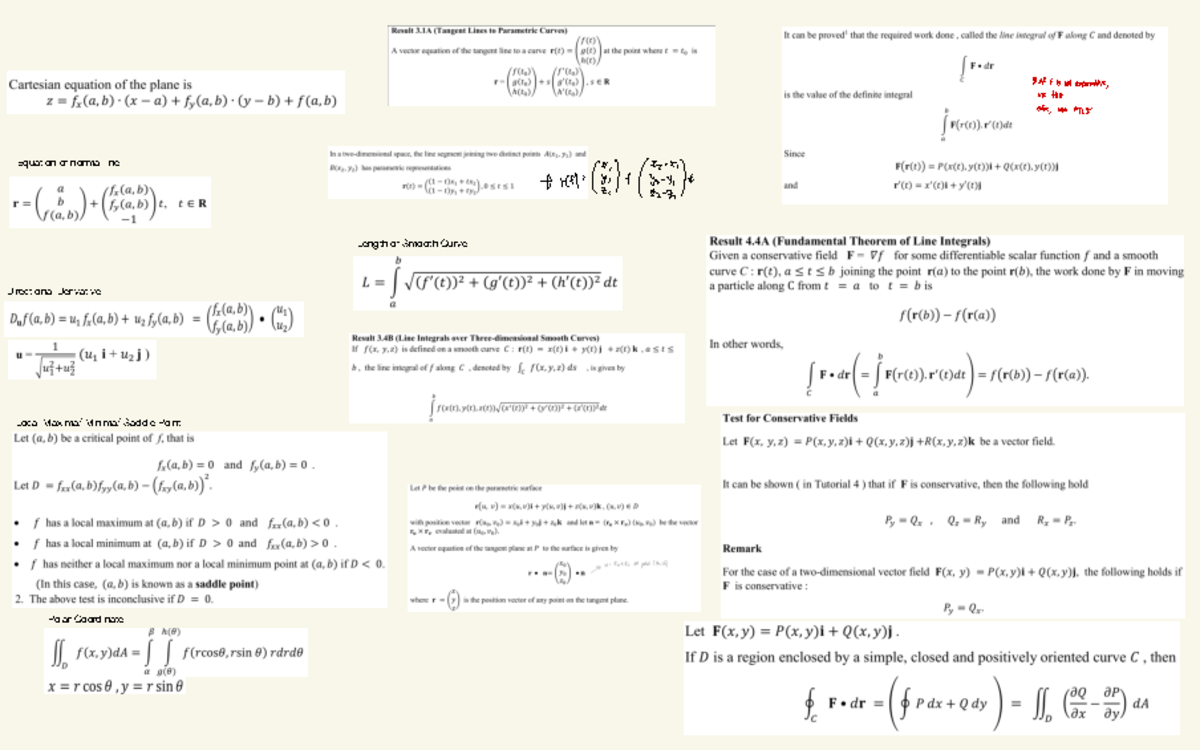 Cheat Sheet - CS1010 - Equation of normal line: Directional Derivative ...