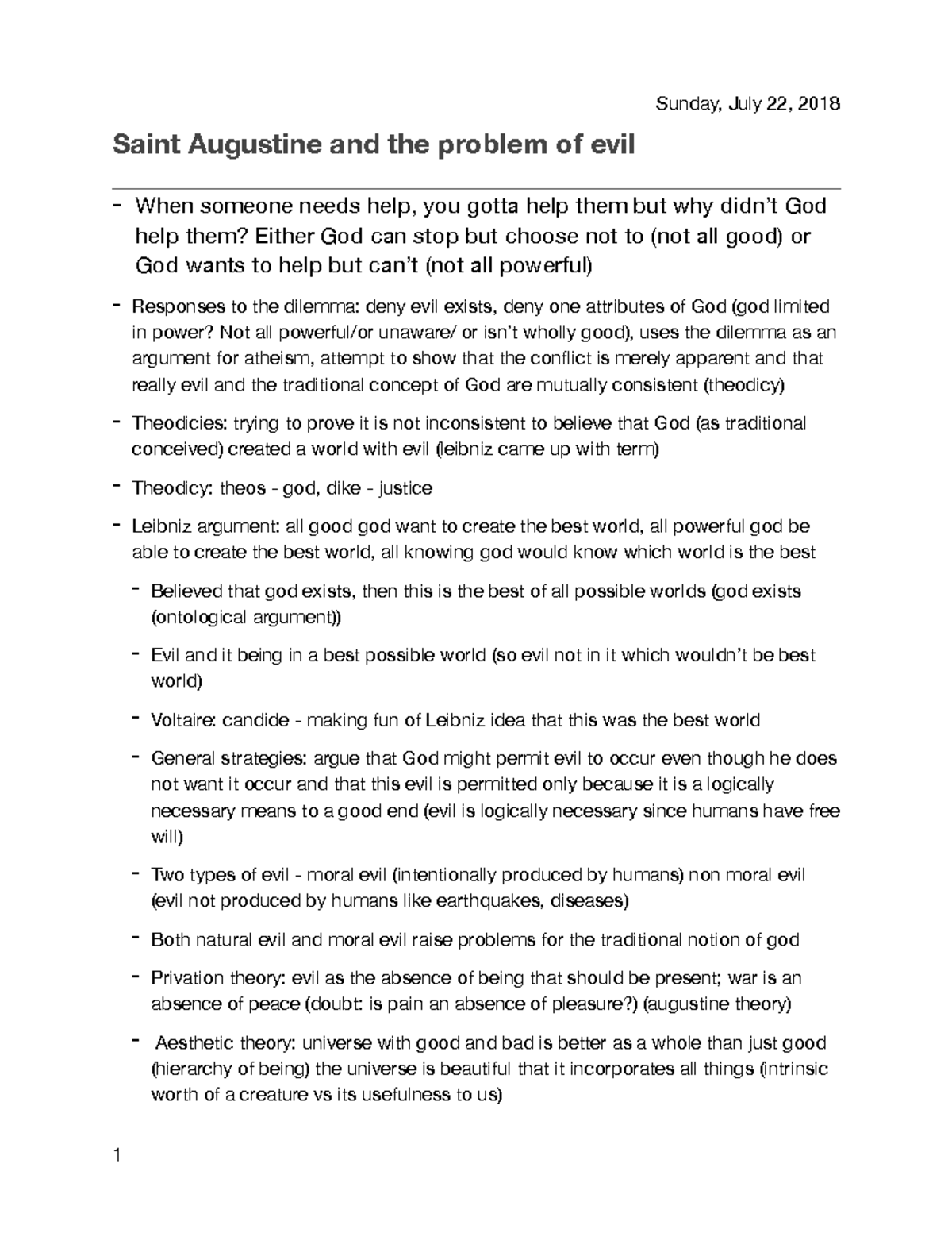 Saint Augustine and the problem of evil - Studocu