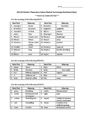 Blood Module 2 - Medical Terminology Template Use the medical word ...