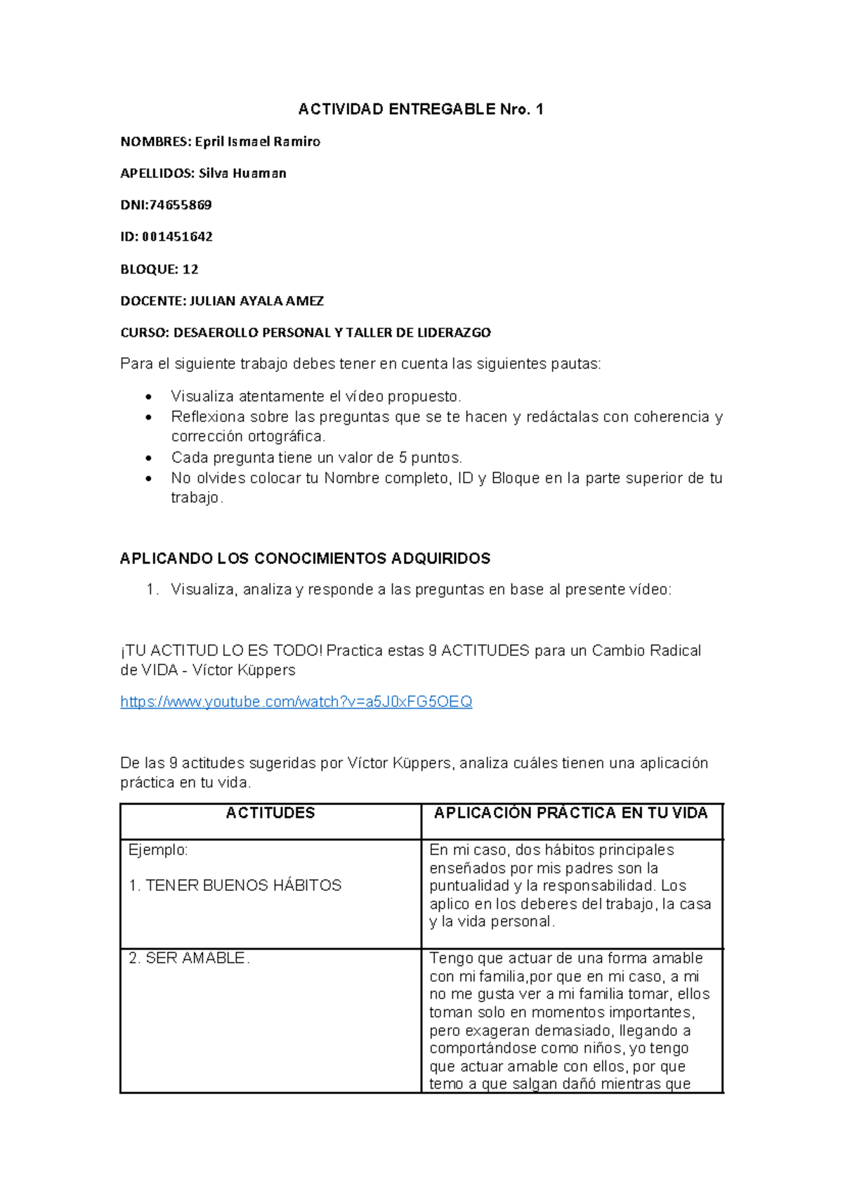 Actividad Entregable 01 - ACTIVIDAD ENTREGABLE Nro. 1 NOMBRES: Epril Ismael Ramiro APELLIDOS ...