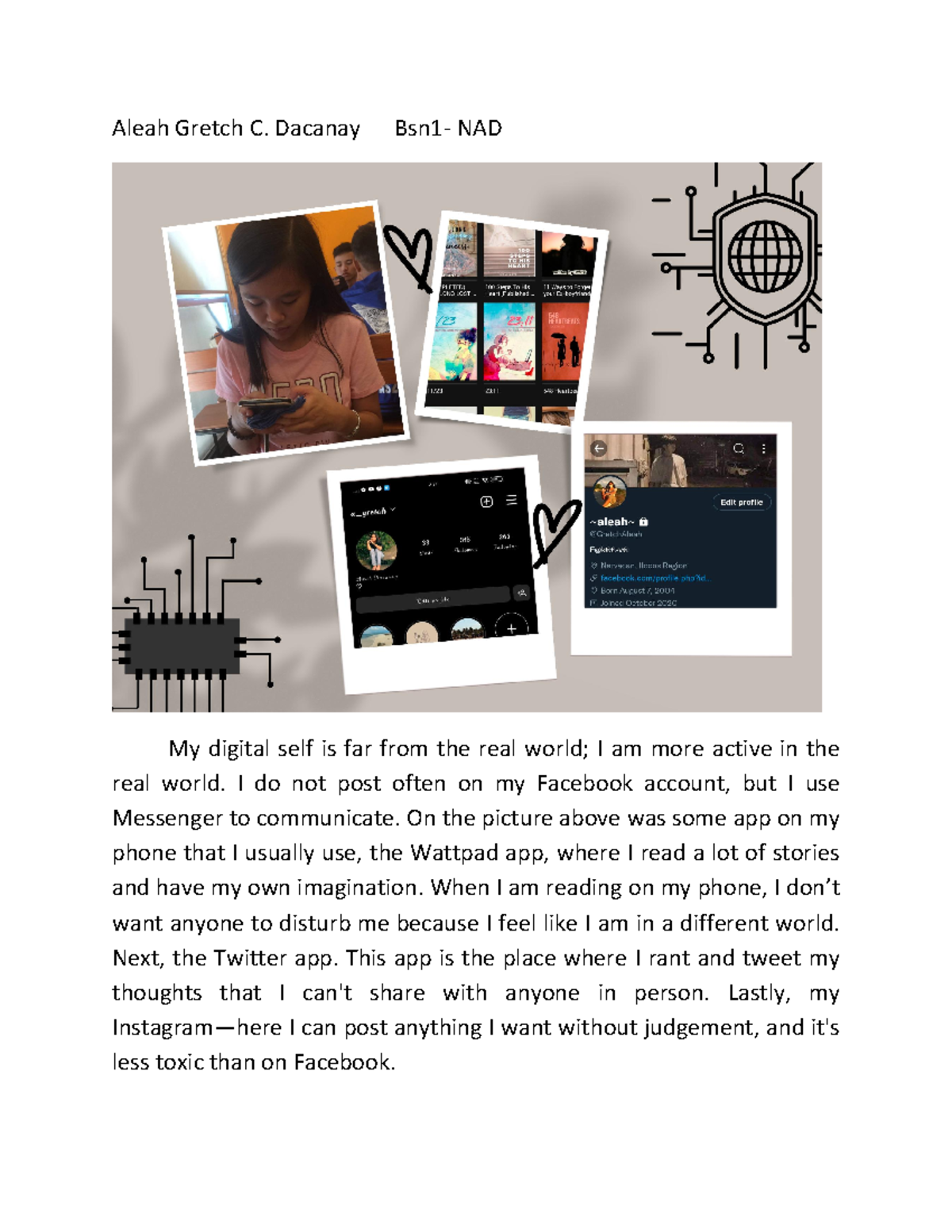 Thself (MY Digital SELF) - Aleah Gretch C. Dacanay Bsn1- NAD My digital ...