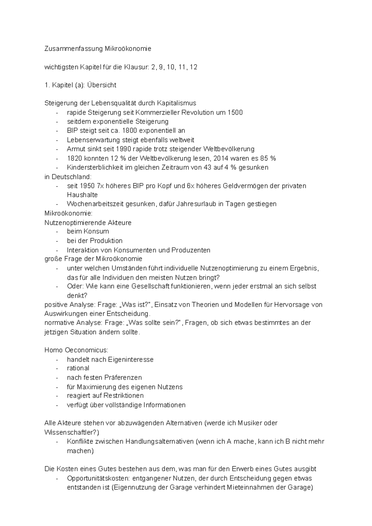 Zusammenfassung Mikroökonomie - Zusammenfassung Mikroökonomie ...