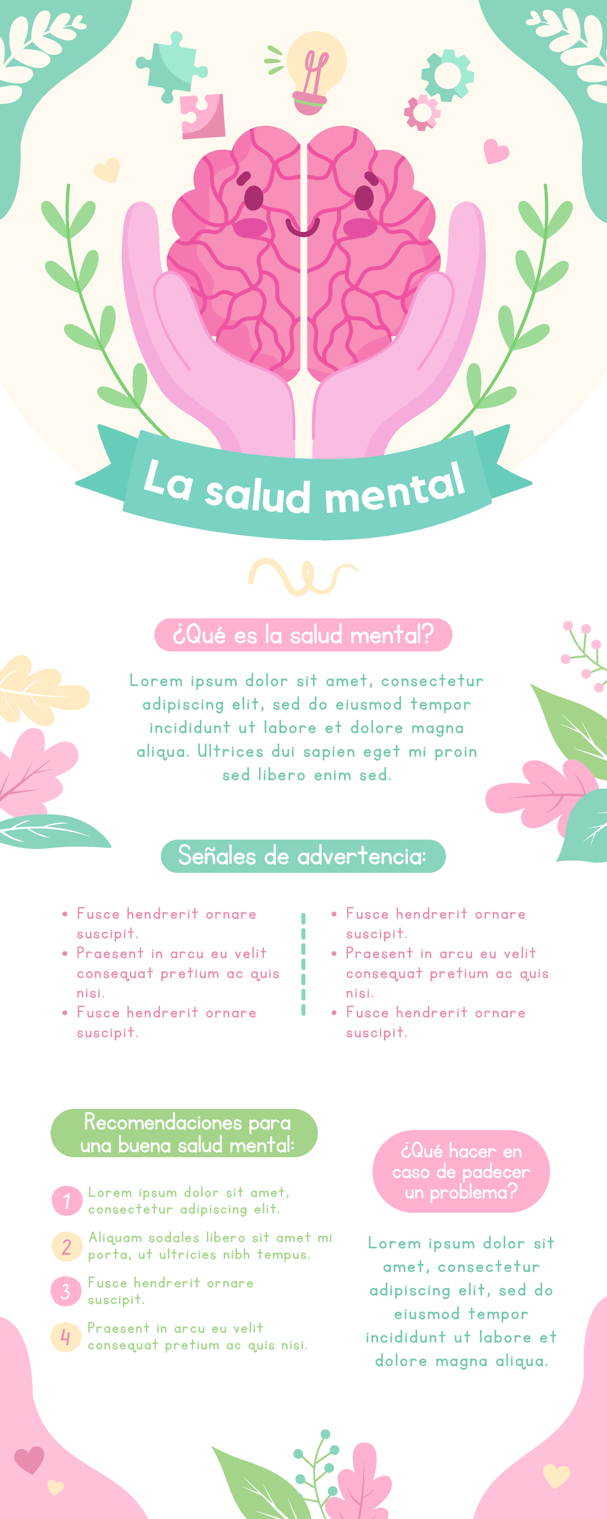 Infografía Sobre La Salud Mental Creativa Rosa Y Azul Lorem Ipsum