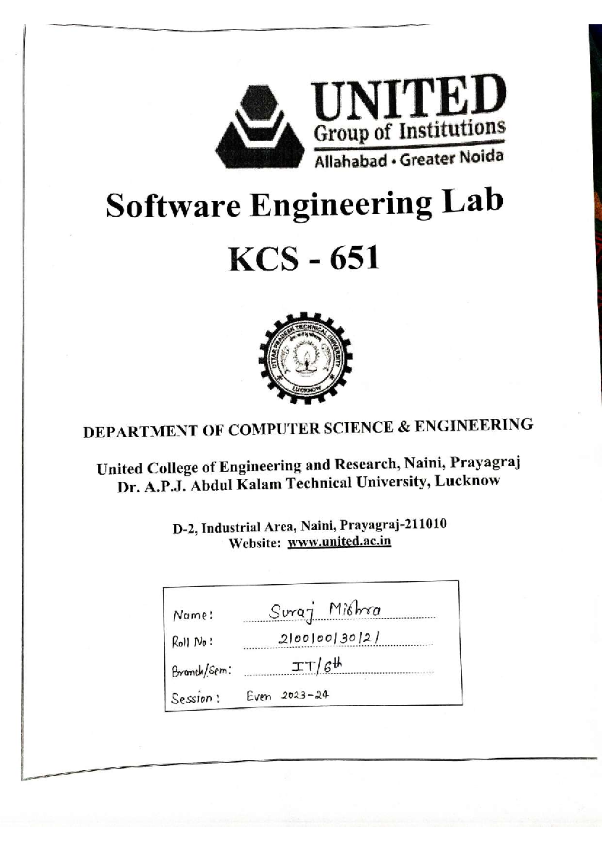 Software Engineering Lab File - Studocu