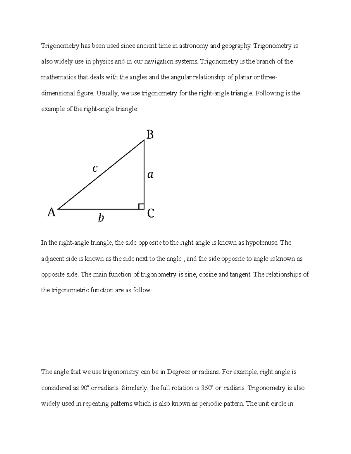 Learning journal that - Trigonometry has been used since ancient time ...