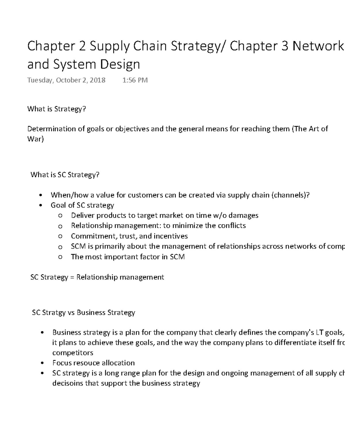 SCM 380 Chapter 2 - Warning: TT: undefined function: 32 What is Strategy? Determination of goals ...