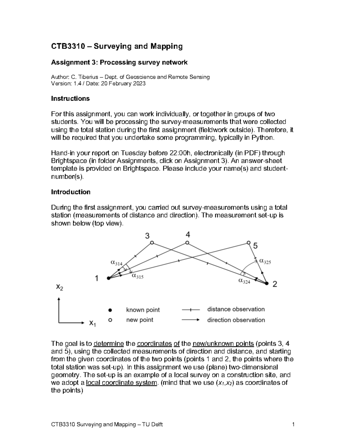 CTB3310 surveynetwork assignment 2023 - CTB3310 – Surveying and Mapping Assignment 3: Processing ...