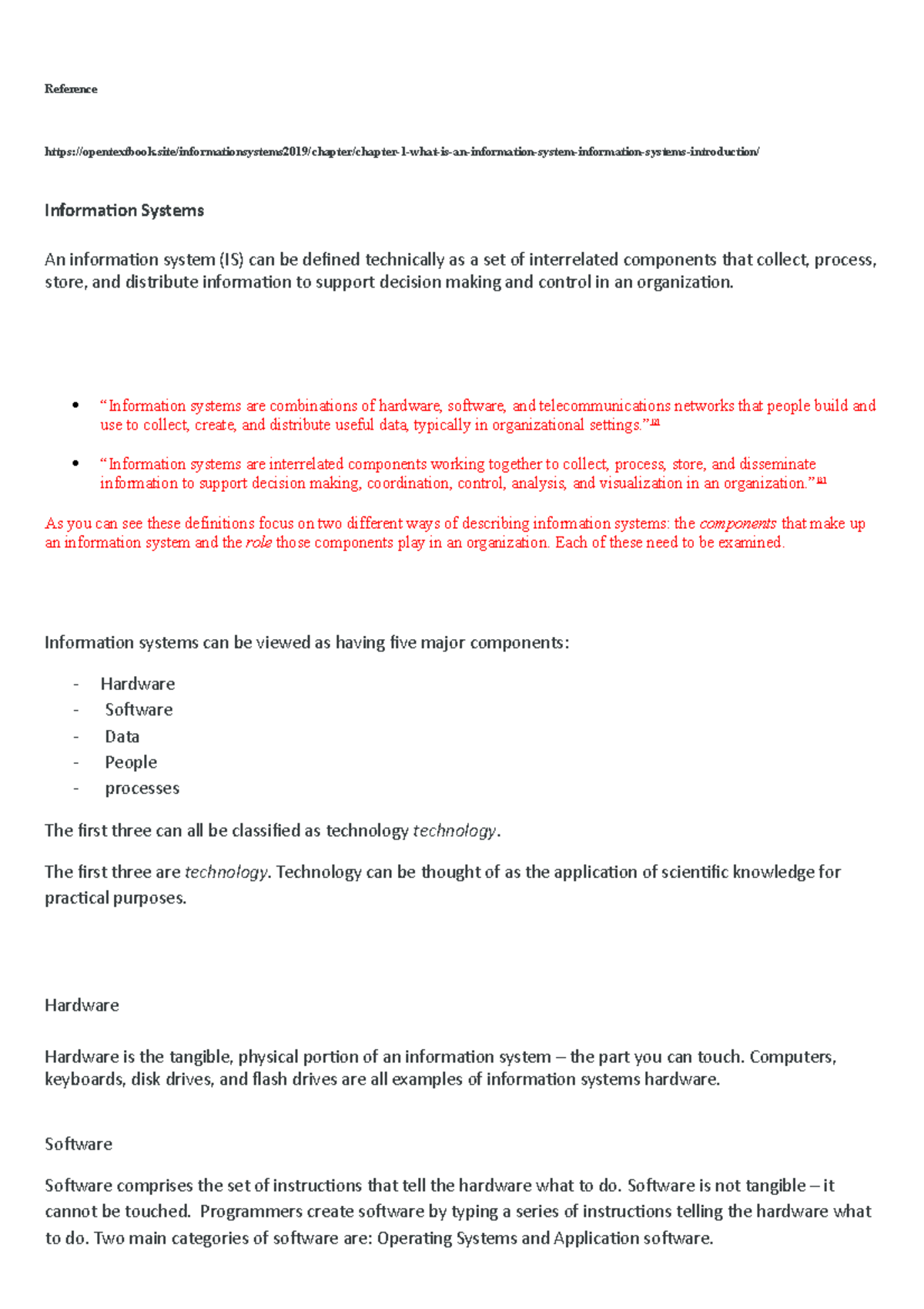Introduction to Information Systems 1 - Reference - Studocu