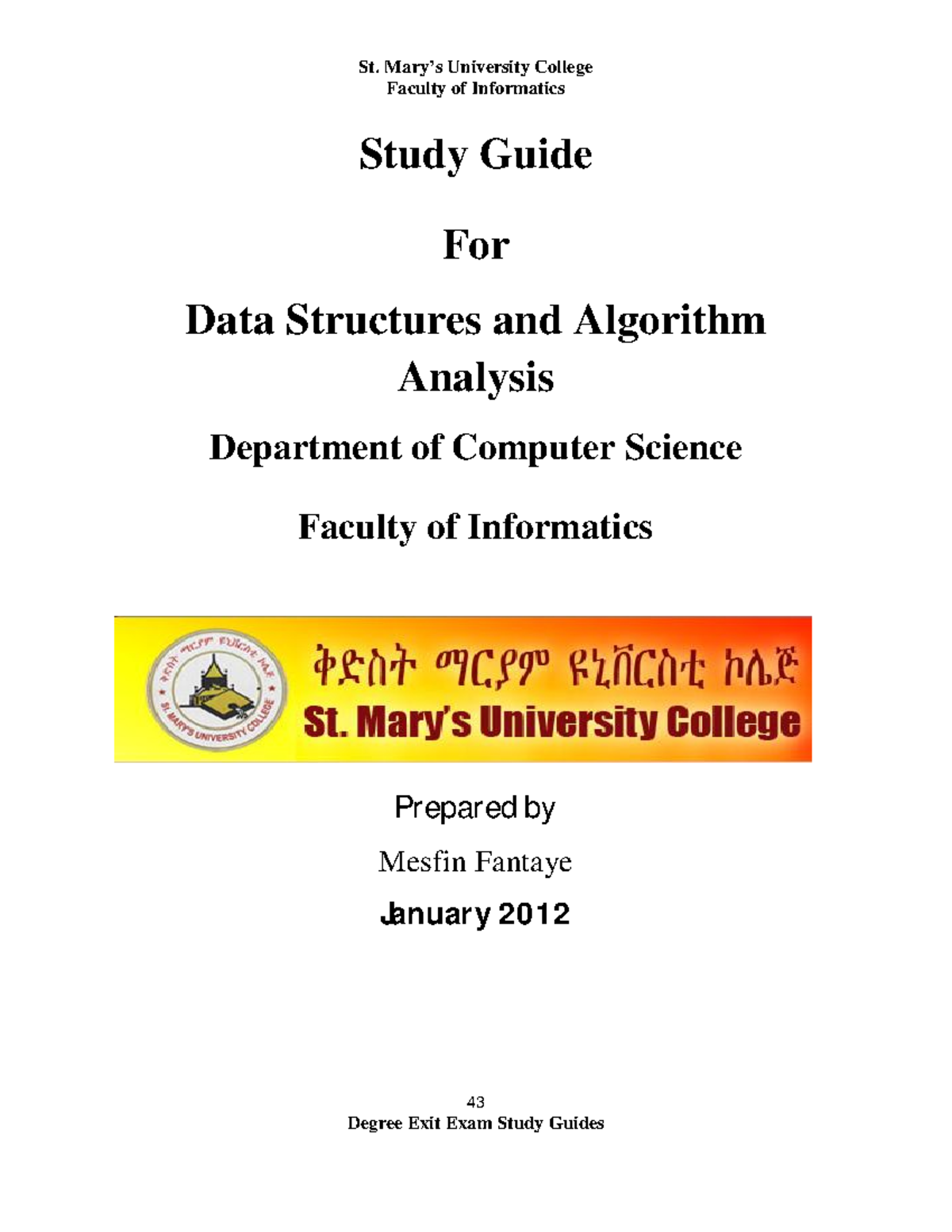Data structure study guide 45 pages 3 - Faculty of Informatics 43 Study Guide For Data ...
