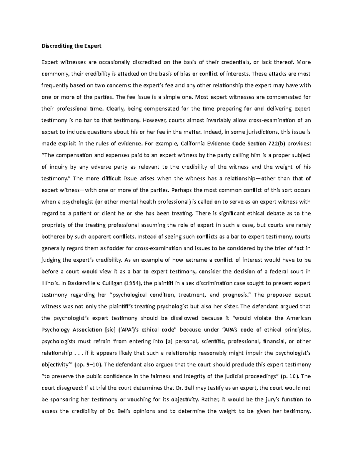 Discrediting the Expert - Discrediting the Expert Expert witnesses are ...