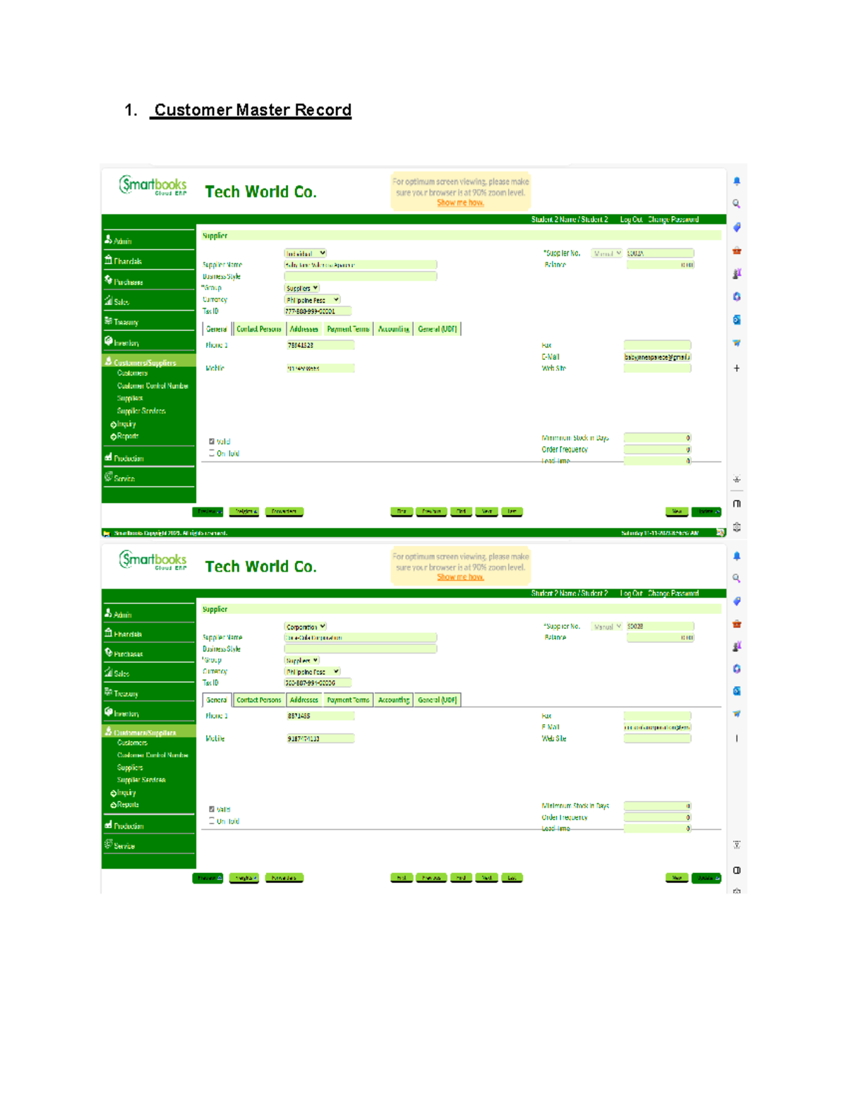 CBM - ECONOMIC DEVELOPMENT - Accounting - Customer Master Record Supplier Master Record Adding ...