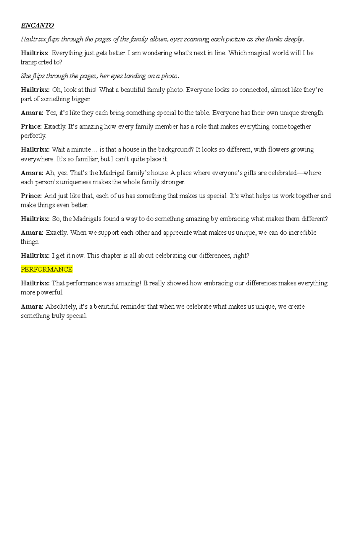 Script- Encanto- Greatest Showman - ENCANTO Hailtrixx flips through the ...