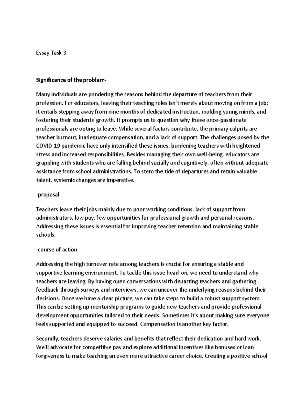 Task 3 composition - task 3 - Essay Task 3 Significance of the problem ...