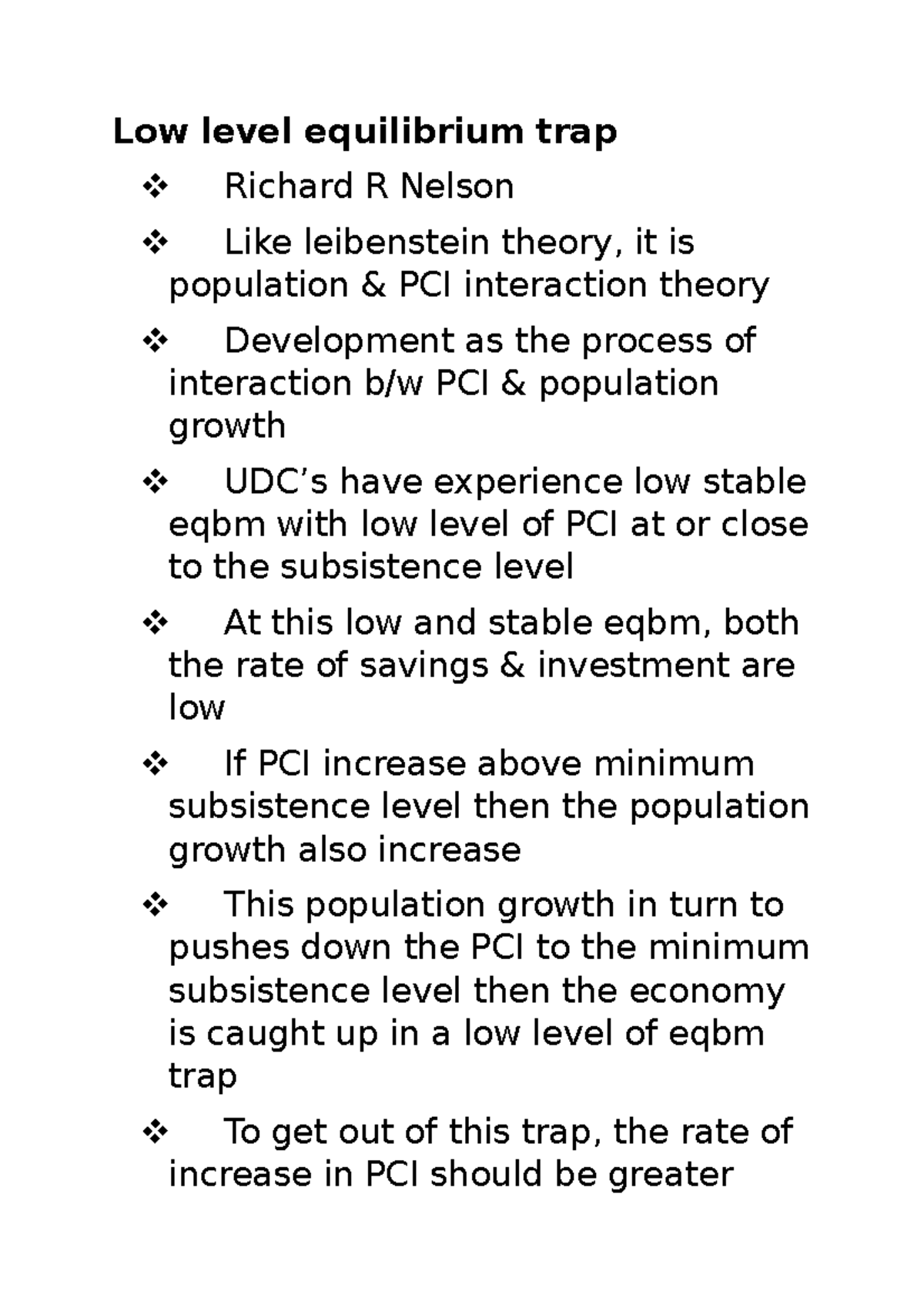 Low level equilibrium trap - A high correlation b/w level of PCI & rate ...