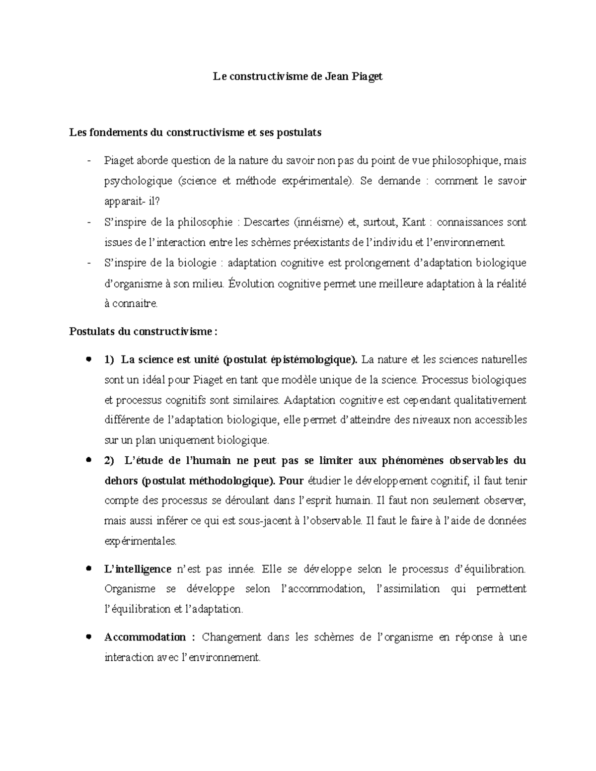 Piaget - Le constructivisme de Jean Piaget Les fondements du ...