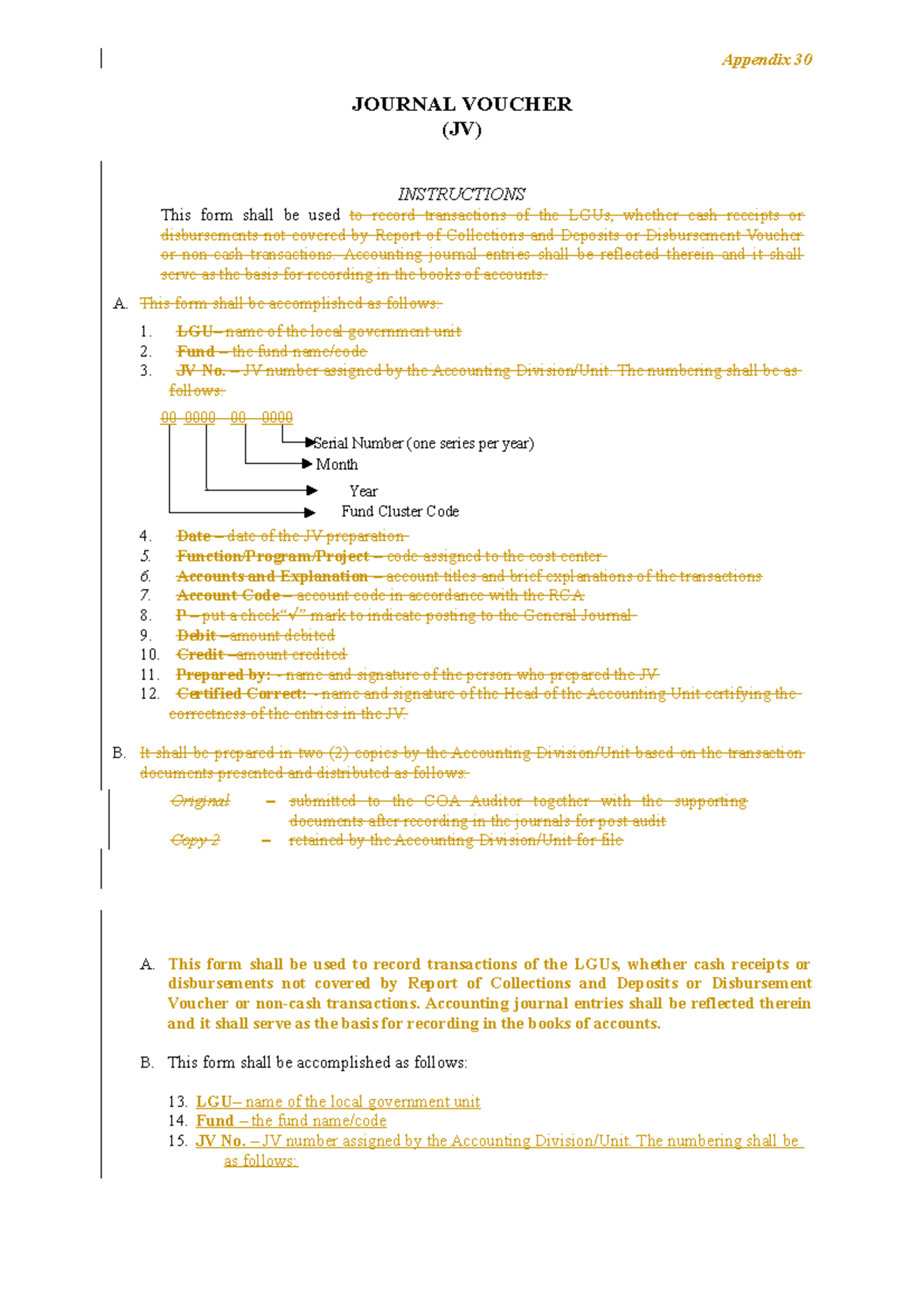 Appendix 30 Instructions - JV - Fund Cluster Code Year Month Serial ...