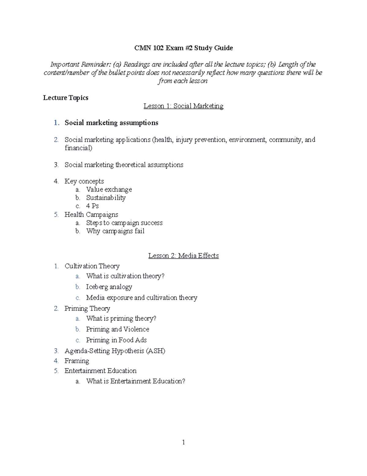 CMN 102 Exam 2 Study Guide - CMN 102 Exam #2 Study Guide Important ...