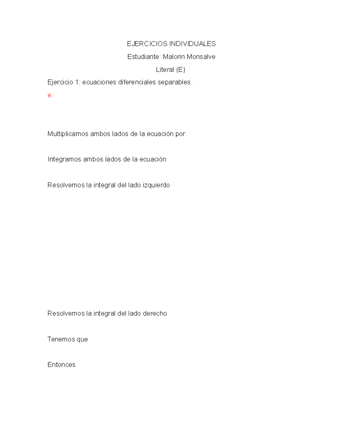 Ecuaciones diferenciales de primer orden - EJERCICIOS INDIVIDUALES ...