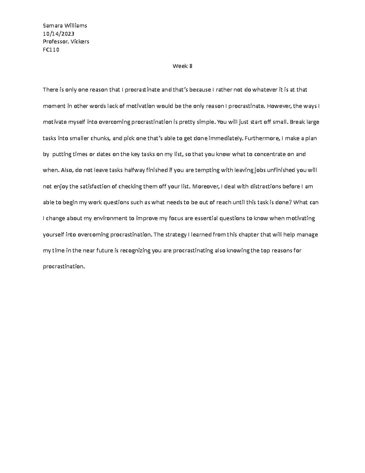 Week 8 reflection - Jjjnjnnn - Samara Williams 10/14/ Professor ...