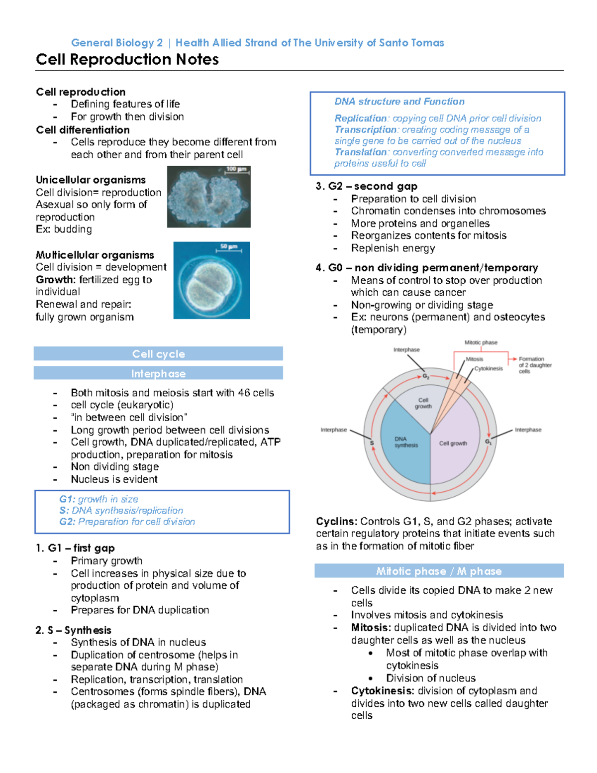 General Biology Cell Reproduction - General Biology 2 | Health Allied ...