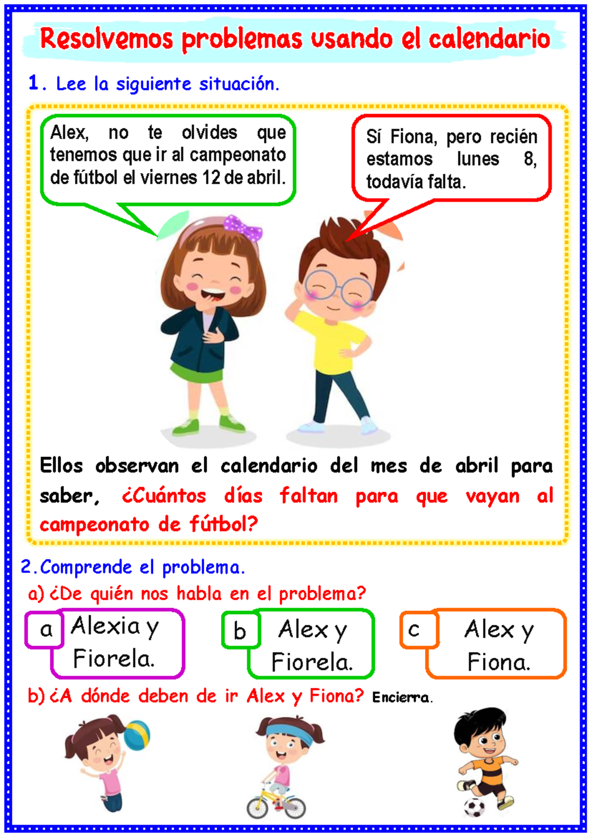 Ficha Resolvemos Problemas Usando EL Calendario Maestra Janet 2° - 1 ...