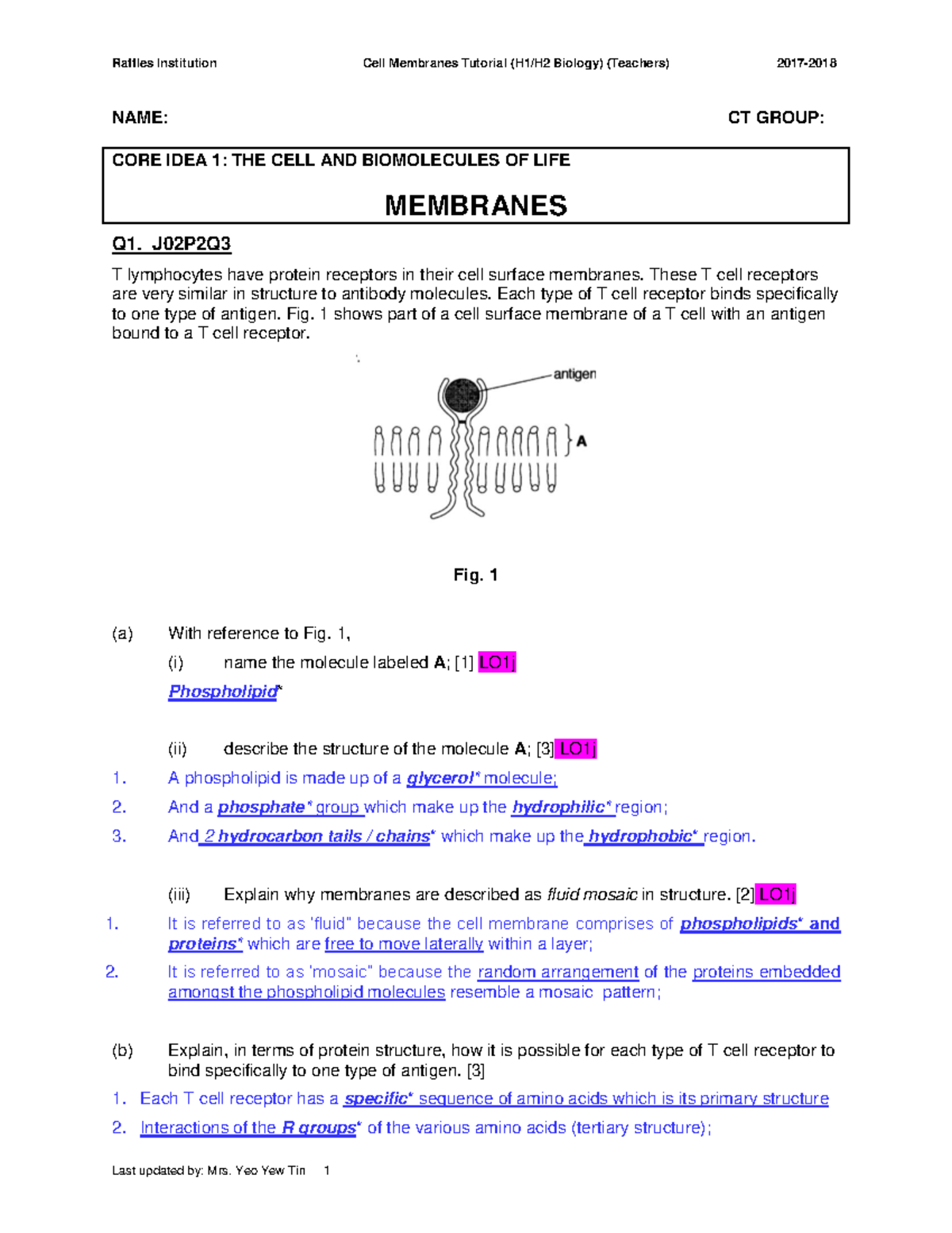 2017 Cell Membrane tutorial answers - Raffles Institution Cell ...