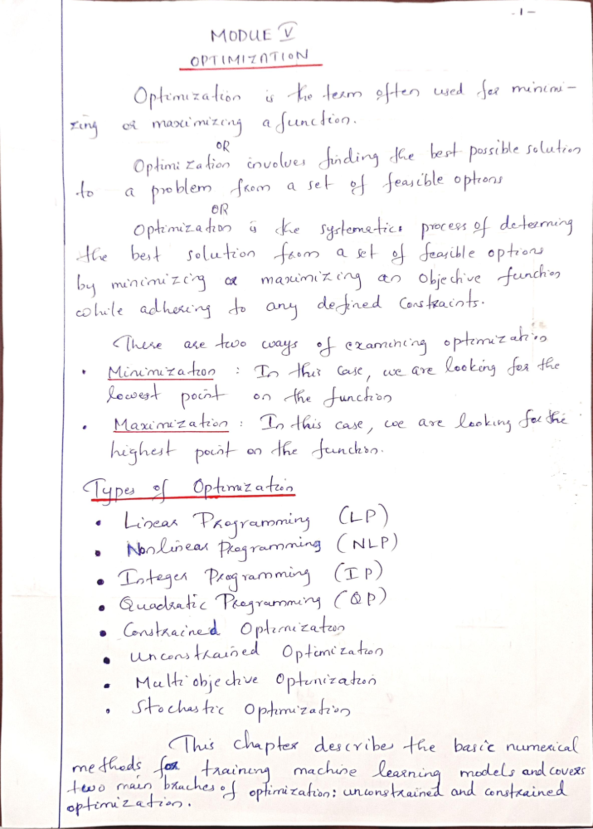 .Module 5 - Hbsjsj - MODUE V OPTIMIZATION Optimization is the term ...