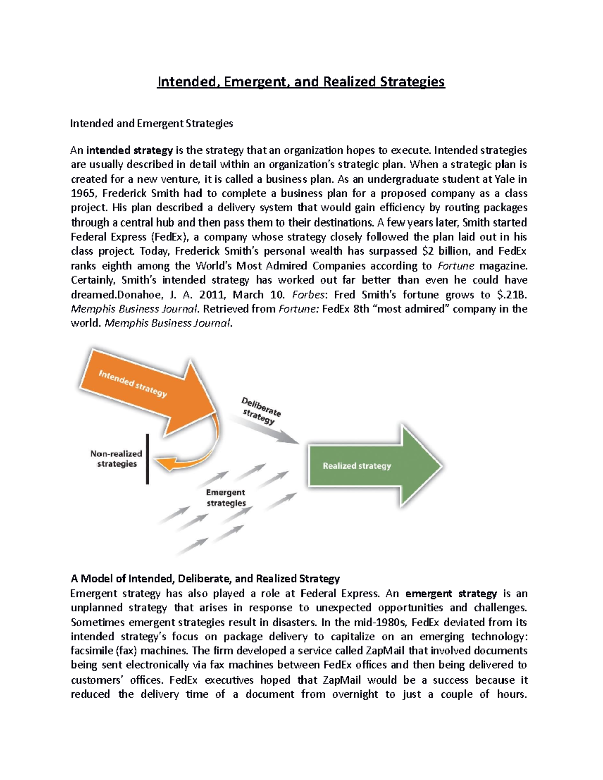 Intended, Emergent, and Realized Strategies - Strategic Management ...