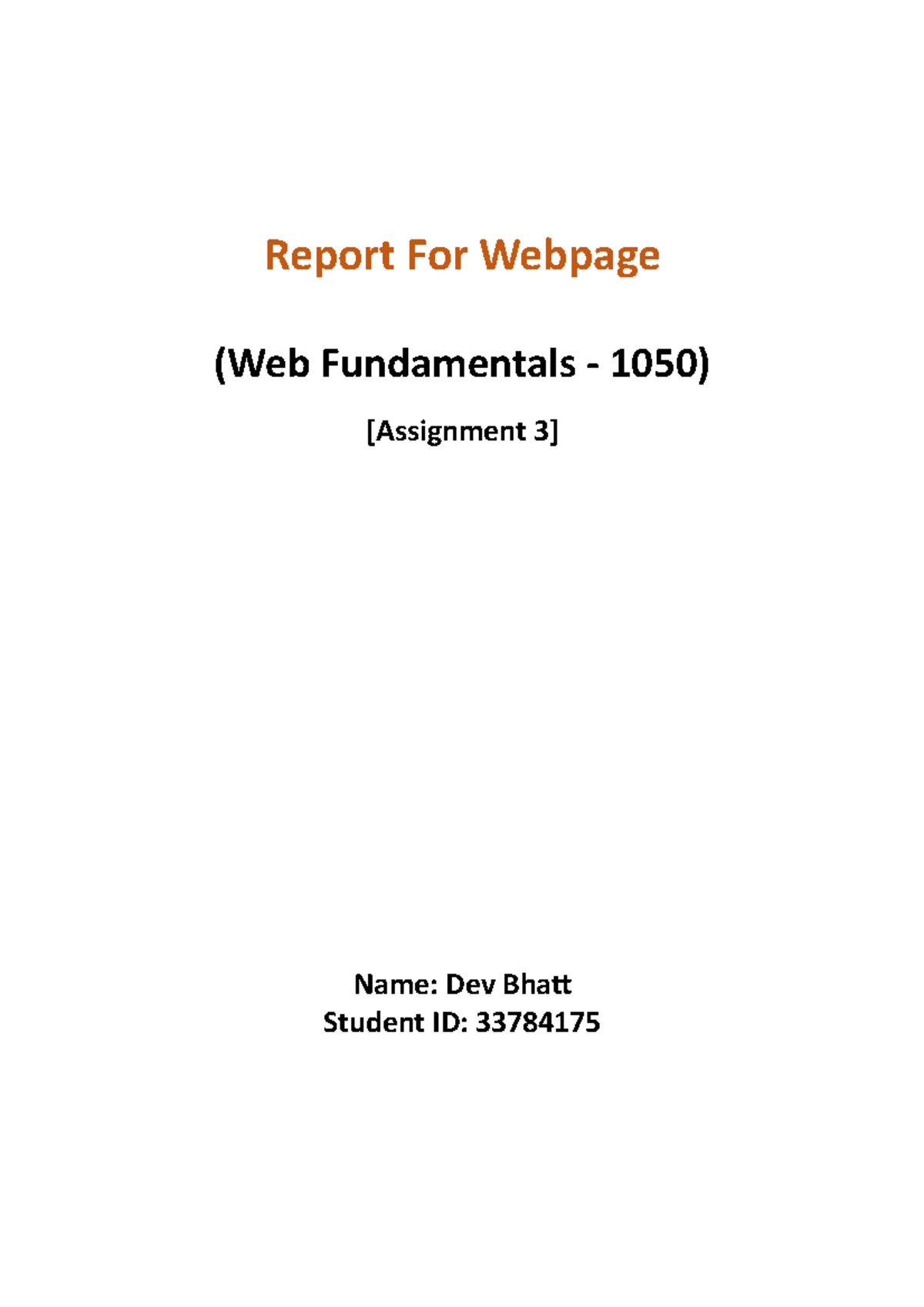 Website Report ABC - Report For Webpage (Web Fundamentals - 1050 ...