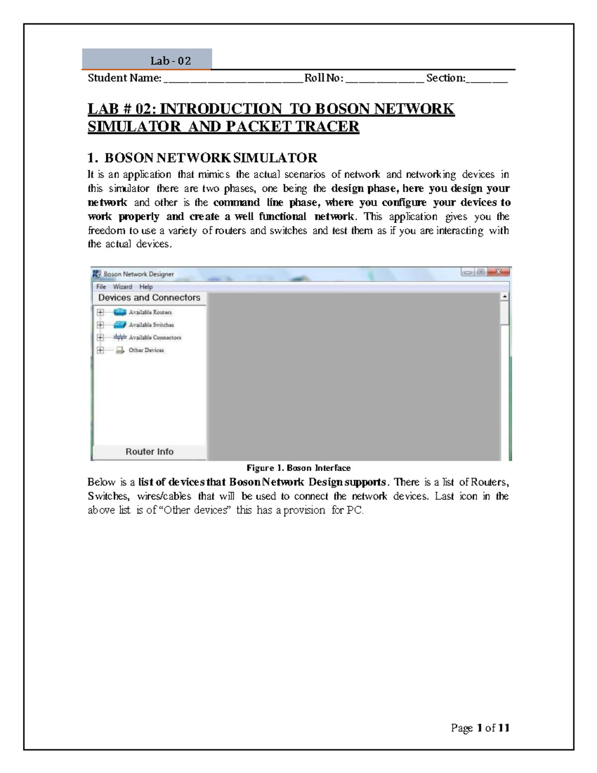 LAB 03 networking labs - Student Name: ______________________Roll No: __________________ Section ...